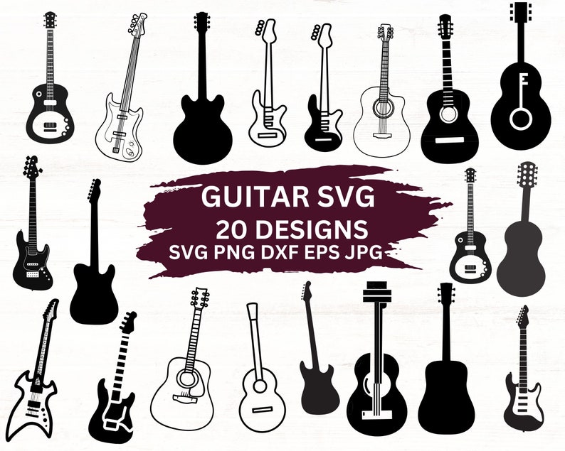 Guitar SVG Bundle: 20 Vector Designs for Cricut (digital Download) - Etsy