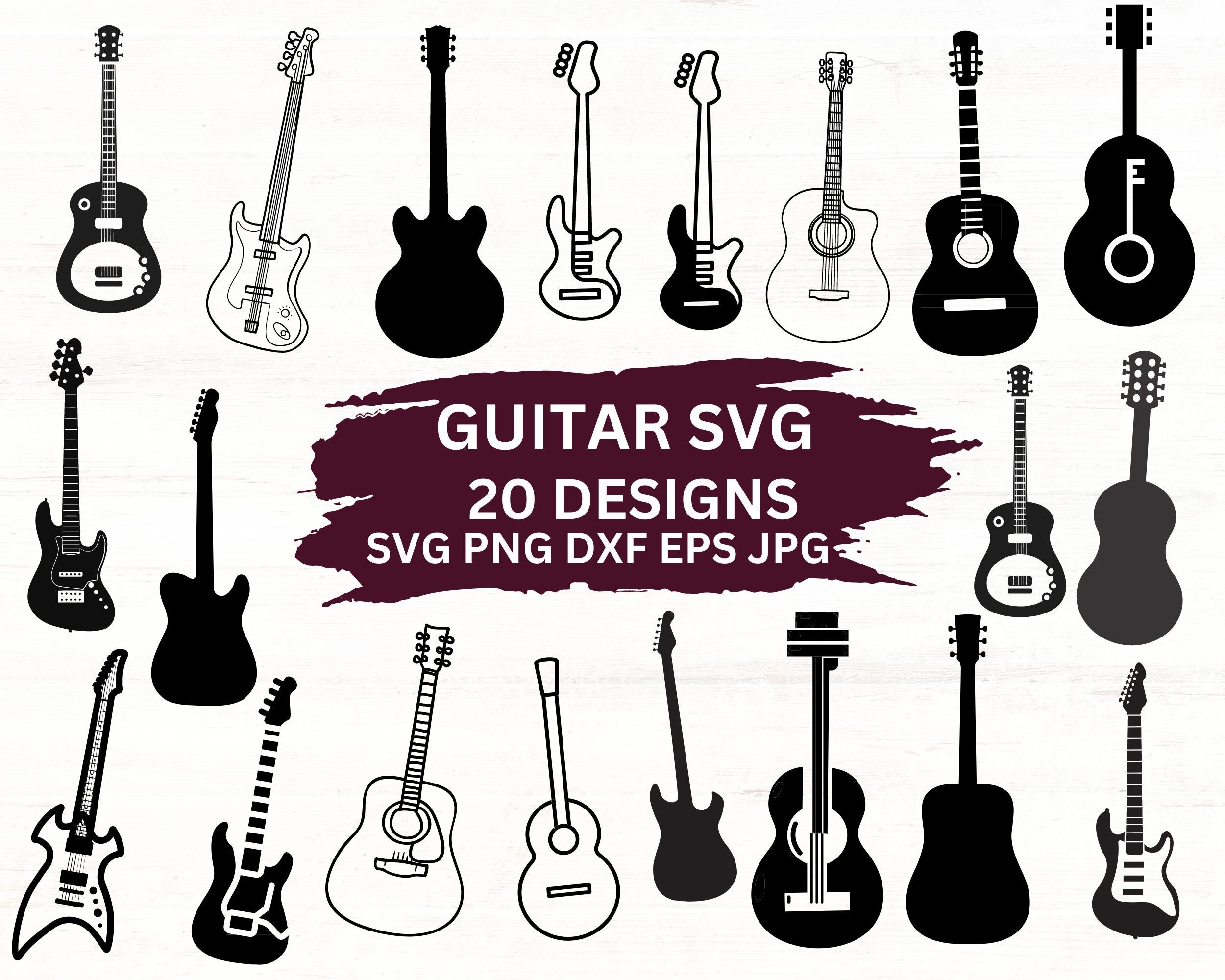Guitar Svg Bundle, Guitar Png Bundle, Guitar Bundle Svg, Guitar Dxf ...