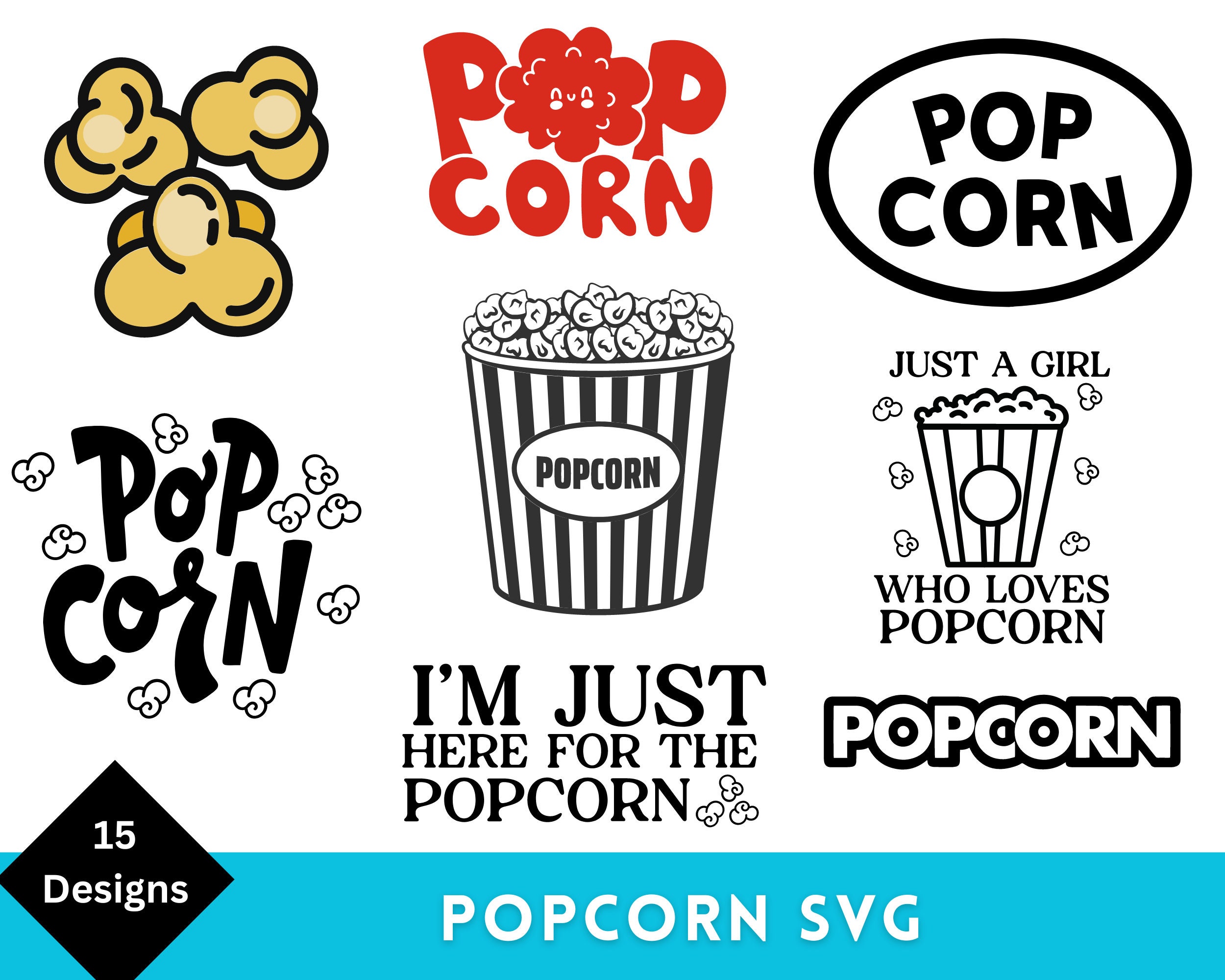 Popcorn Svg Bundle,popcorn Png,pop Corn Svg,popcorn Clip Art,movie ...