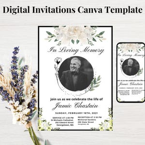 Editable Funeral Invitation Template: Celebration of Life (digital ...