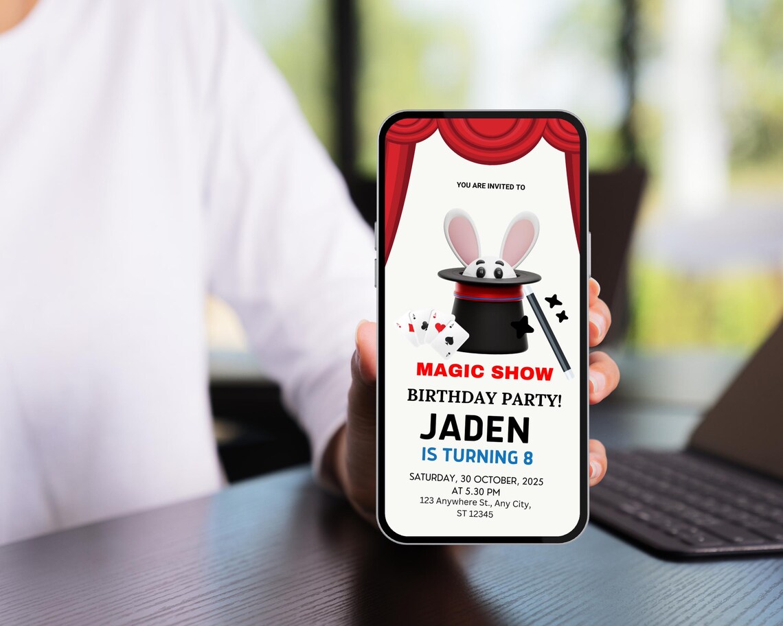 Editable Magic Show Birthday Invitation: Canva Template (5x7 In) - Etsy