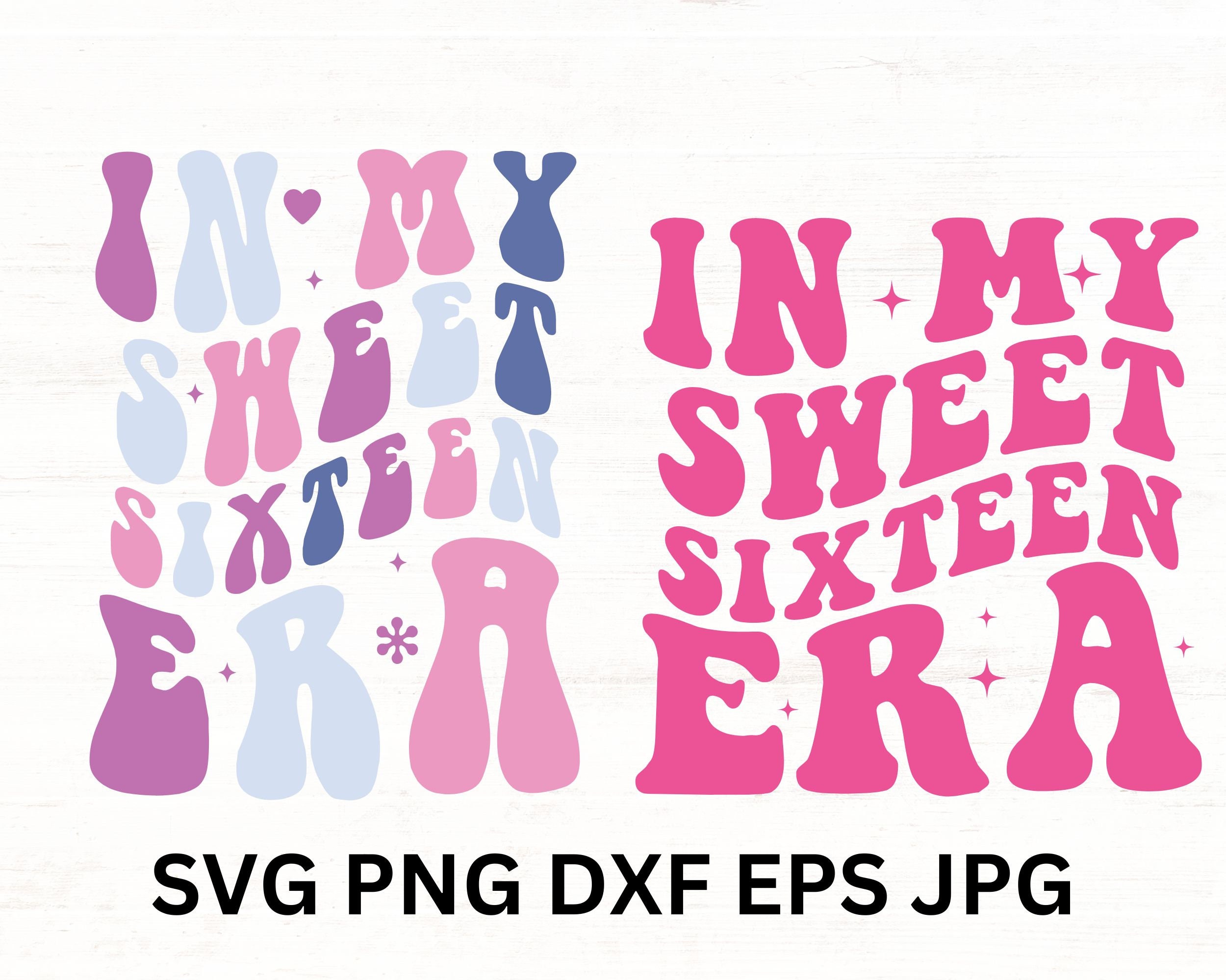 Sweet Sixteen Era SVG Bundle: Retro 16th Birthday Designs (digital ...