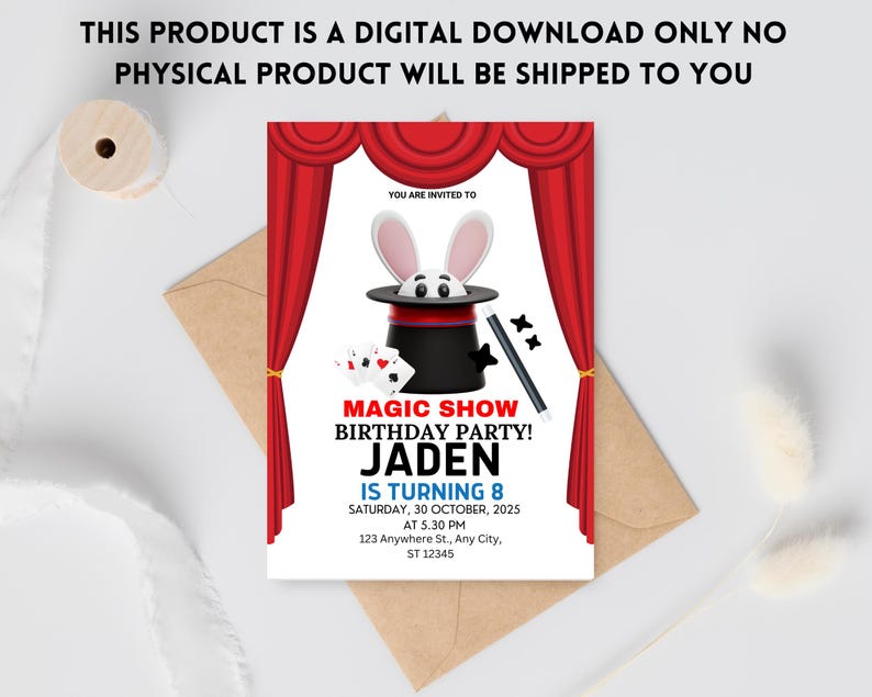 Editable Magic Show Birthday Invitation: Canva Template (5x7 In) - Etsy