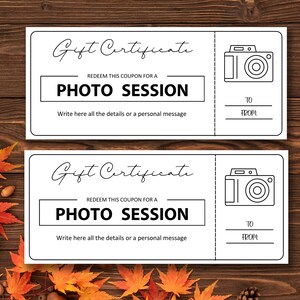 Photo Session Gift Coupon, Printable Voucher, Last Minute Gift ...