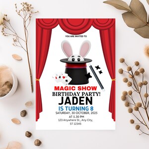 Editable Magic Show Birthday Invitation: Canva Template (5x7 In) - Etsy