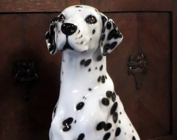 Large Dalmatian Statue, Vintage Dog Statue, Large Concrete Dog Yard ...