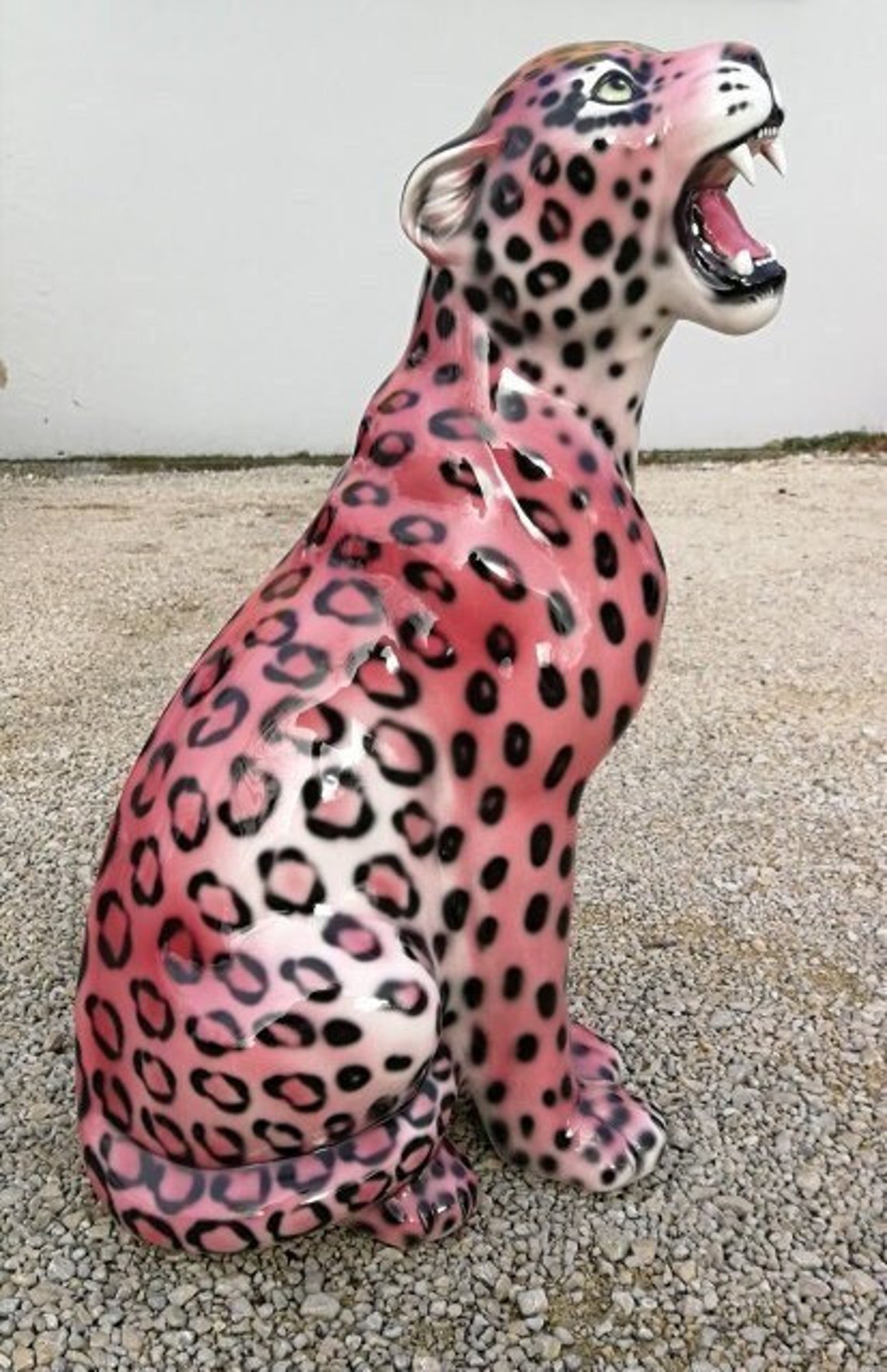 Exclusive Decorative Statue Leopard Pink 62 Cm Ceramic Handmade Italy ...