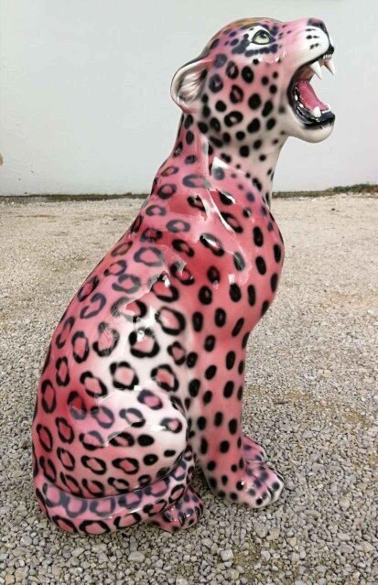Exclusive Decorative Statue Leopard Pink 62 Cm Ceramic Handmade Italy ...
