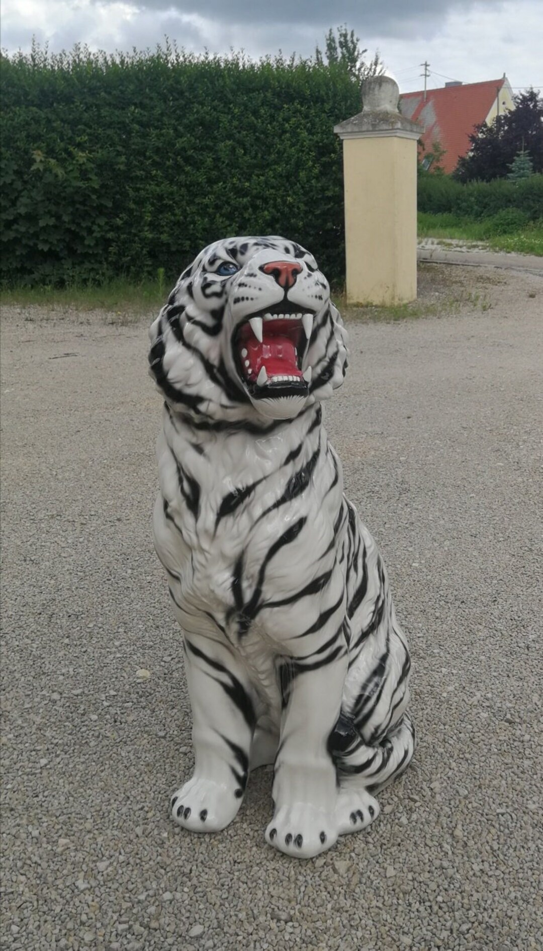 Exclusive Decorative Statue Tiger 92 Cm White Ceramic Handmade Italy - Etsy