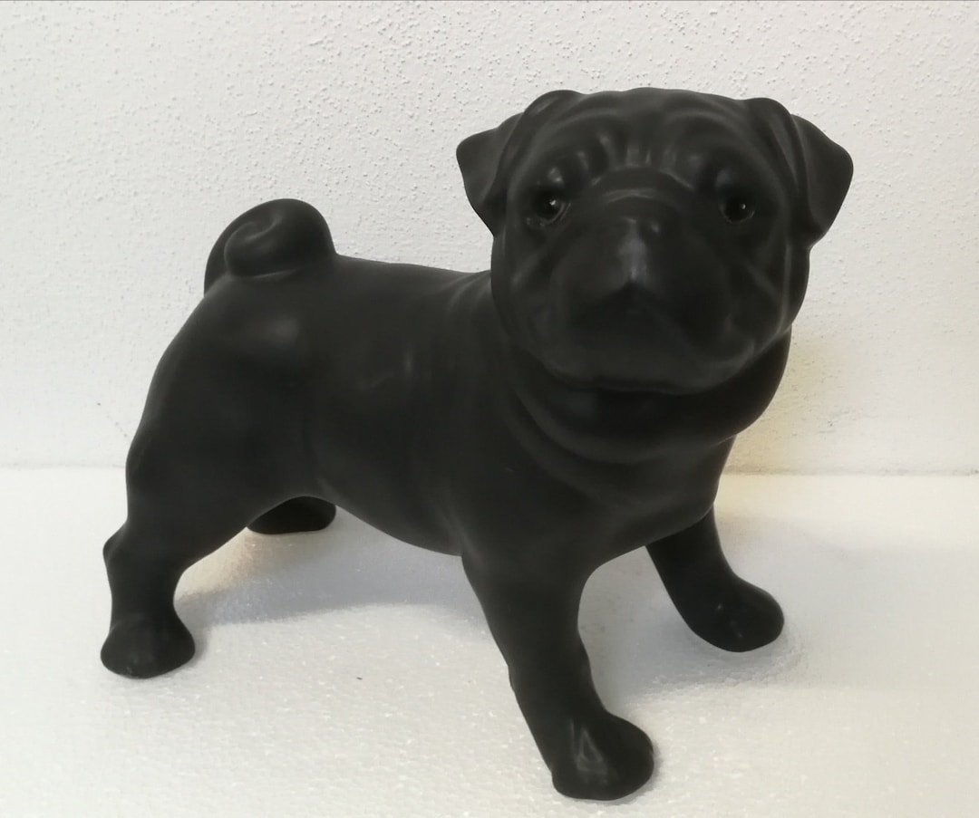 Exclusive Decorative Statue Pug Matt Black 36 Cm Ceramic Handmade Italy ...