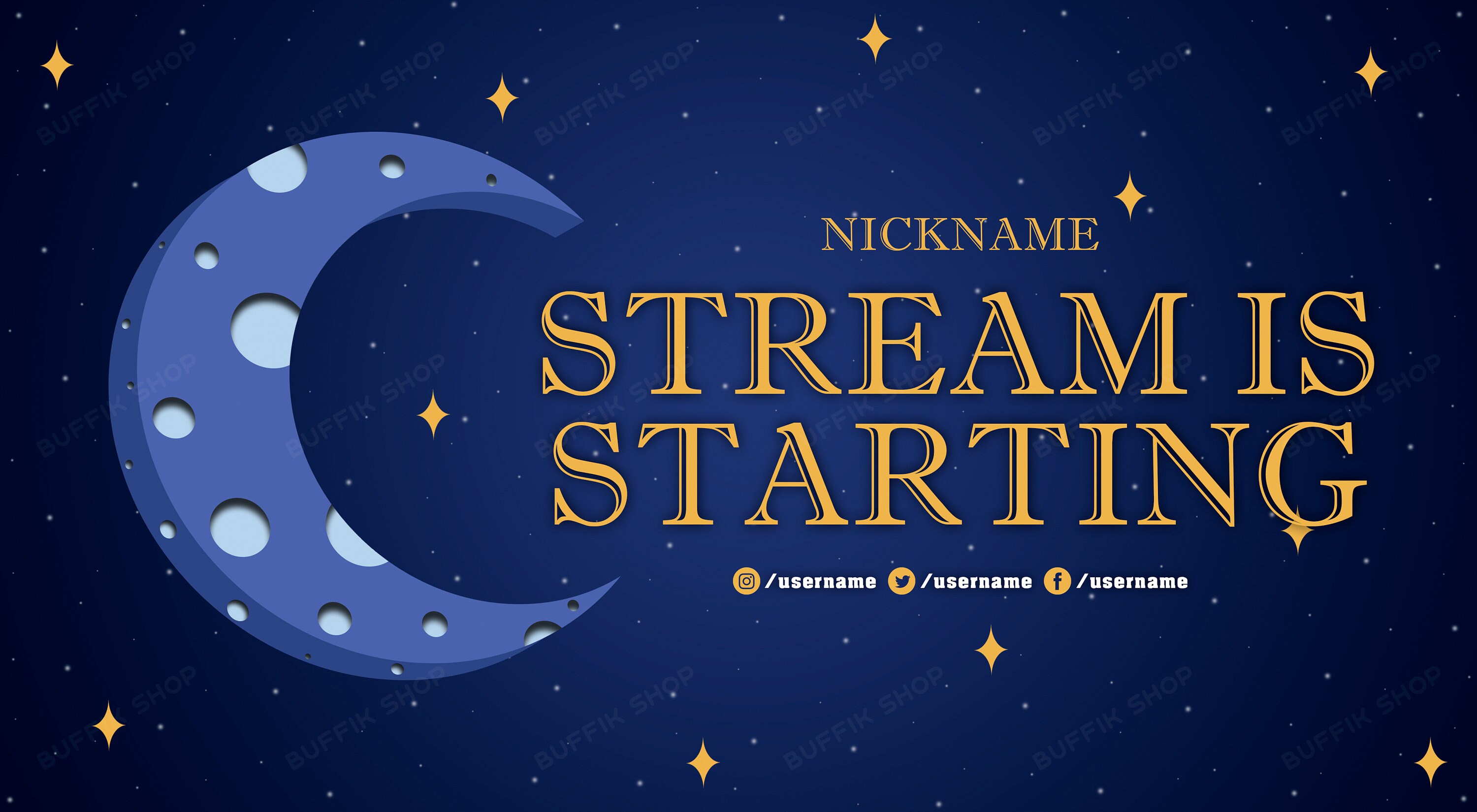5x Cute Twitch Overlays for Stream Moon Stars Offline,starting,ending ...