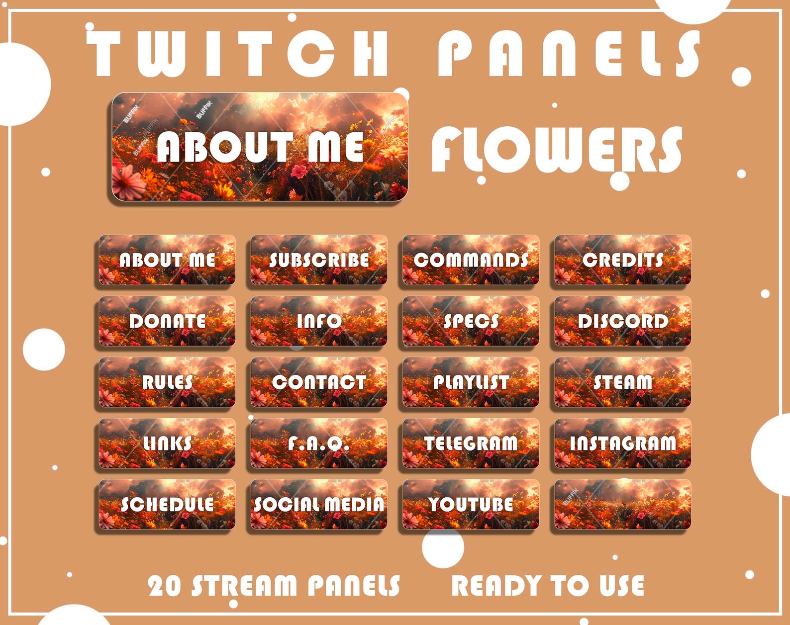 Animated Stream Overlay Package, Twitch Overlay. Flowers Twitch Overlay ...