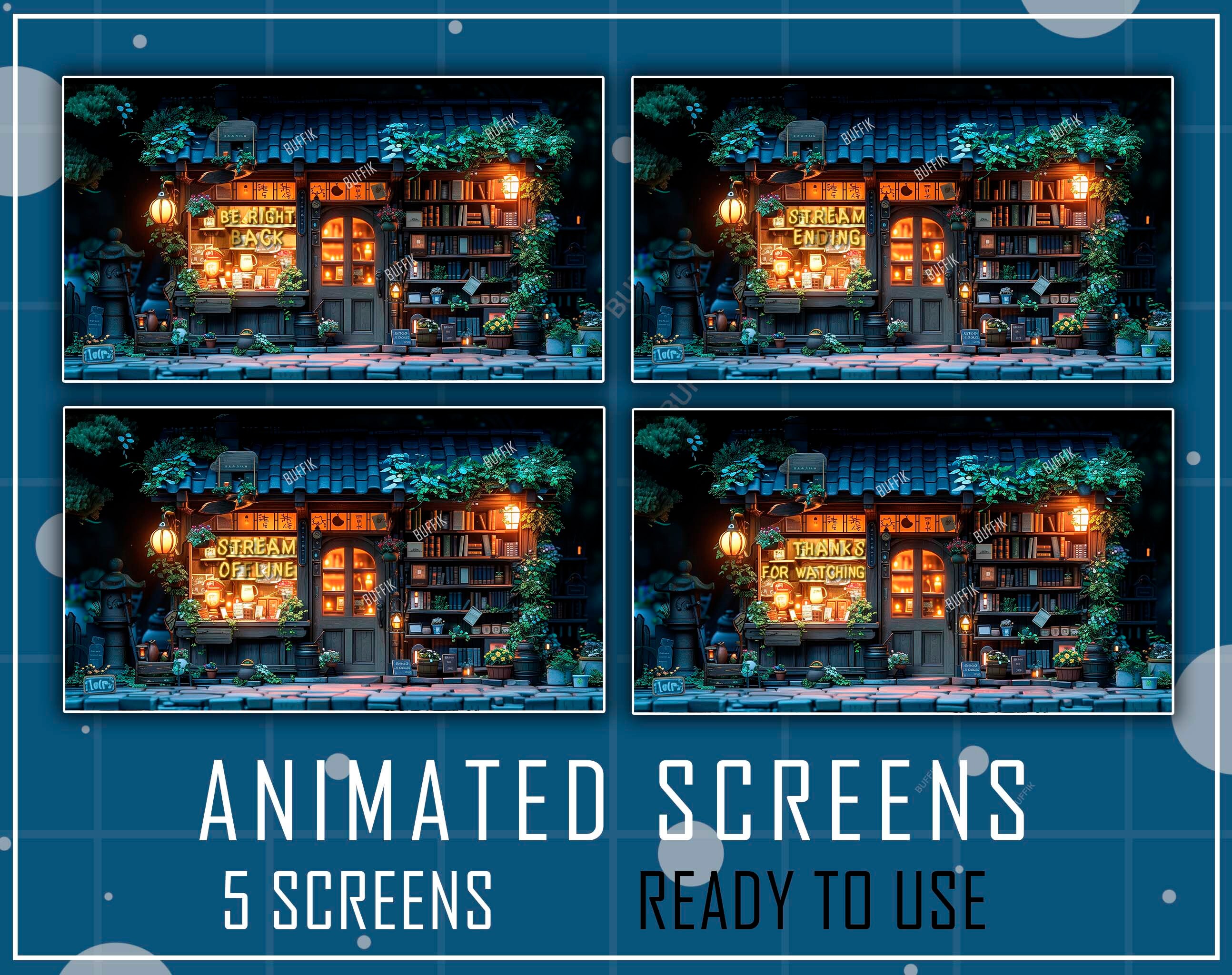 ANIMATED Package 5x Twitch Screens Cute Shop Kawaii for Stream ...