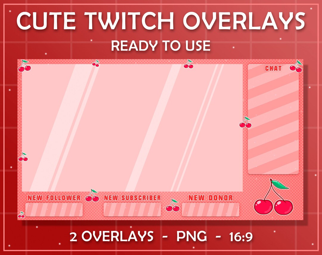 Twitch Cute Cherry Overlays for Stream. Cute Overlay for Streaming ...