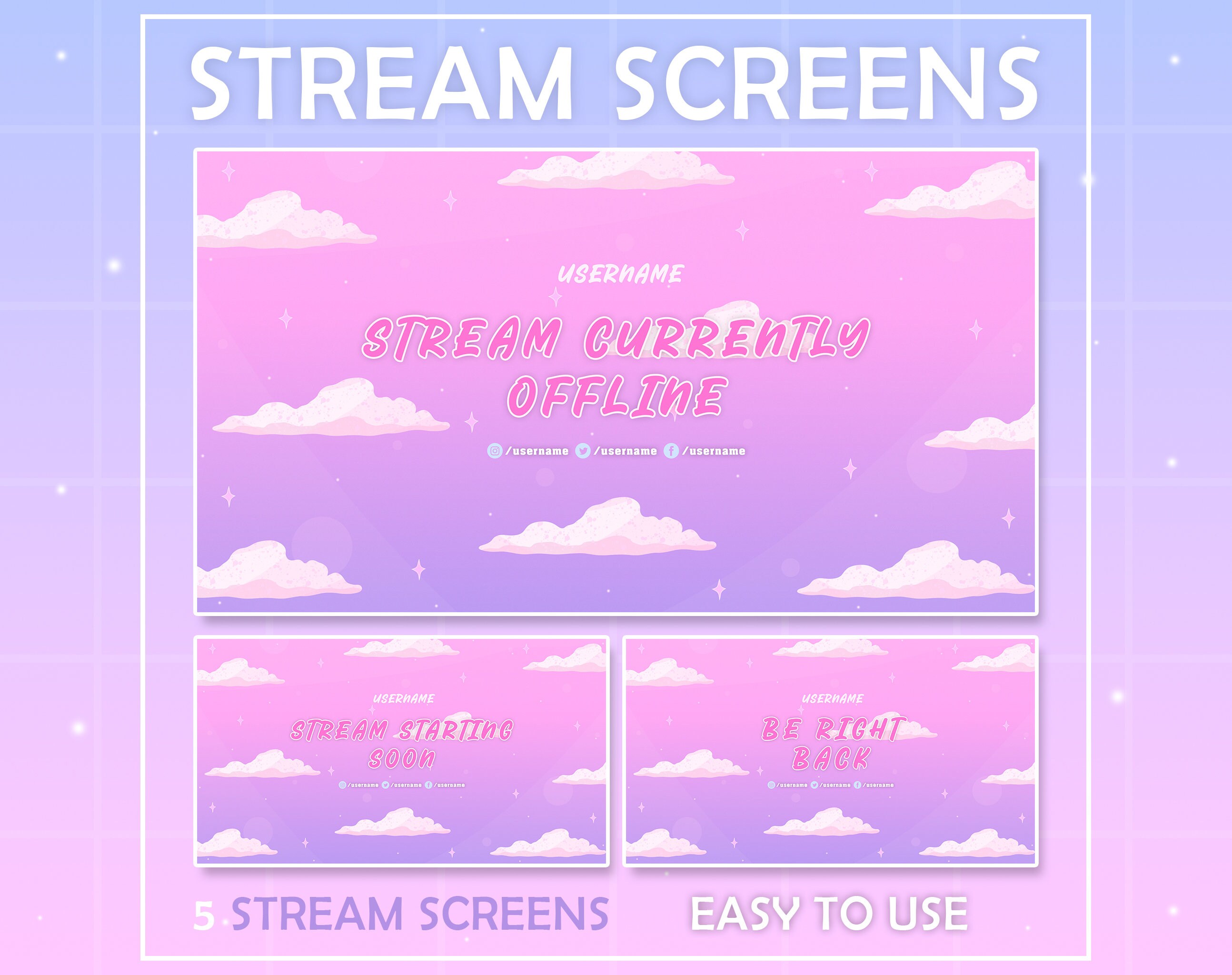 5x Cute Twitch Overlays for Stream Aesthetic Red - Offline,starting ...