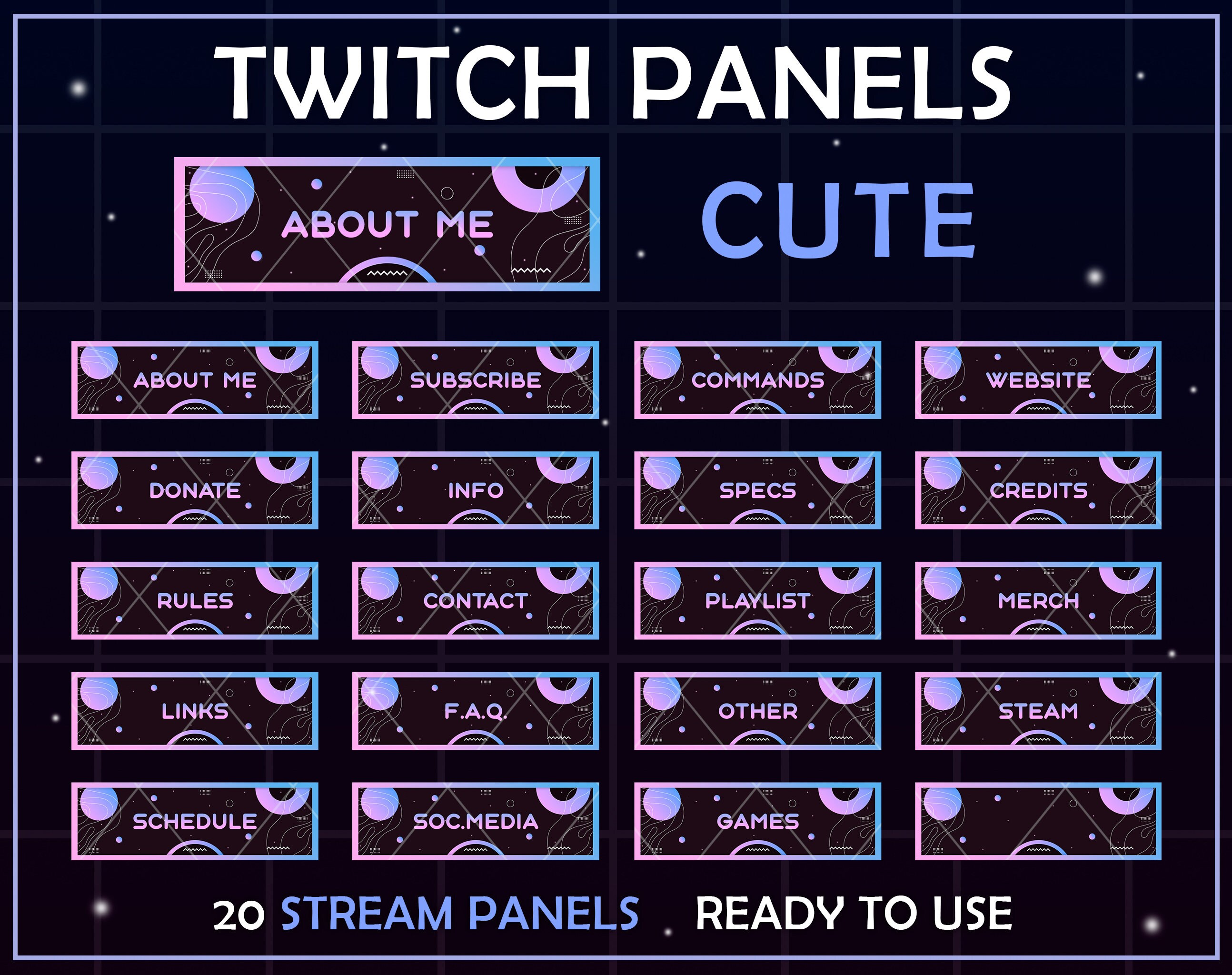 Animated Stream Overlay Package, Twitch Overlay. Cute Twitch Overlay ...