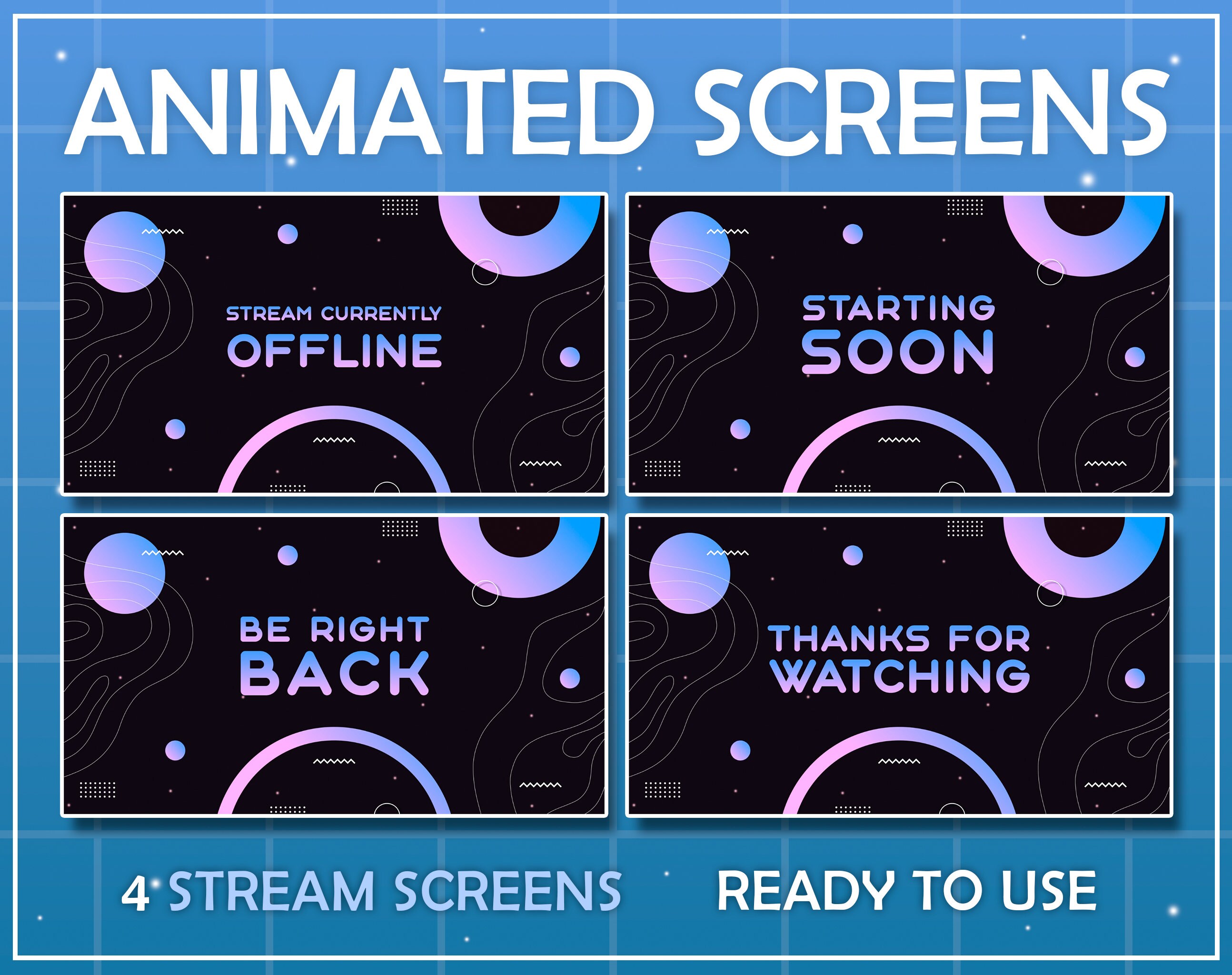 Animated Stream Overlay Package, Twitch Overlay. Cute Twitch Overlay ...
