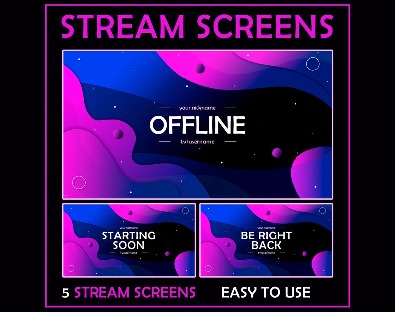 5x Cute Twitch Overlays for Stream Aesthetic Neon - Etsy