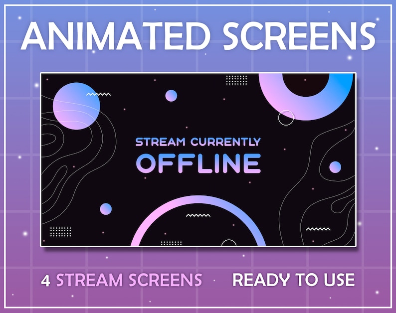 ANIMATED 4x Twitch Screens Cute Neon for Stream - Offline,tfw,brb ...