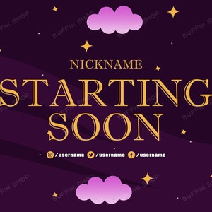 5x Cute Twitch Overlays for Stream Moon Clouds - Offline,starting ...