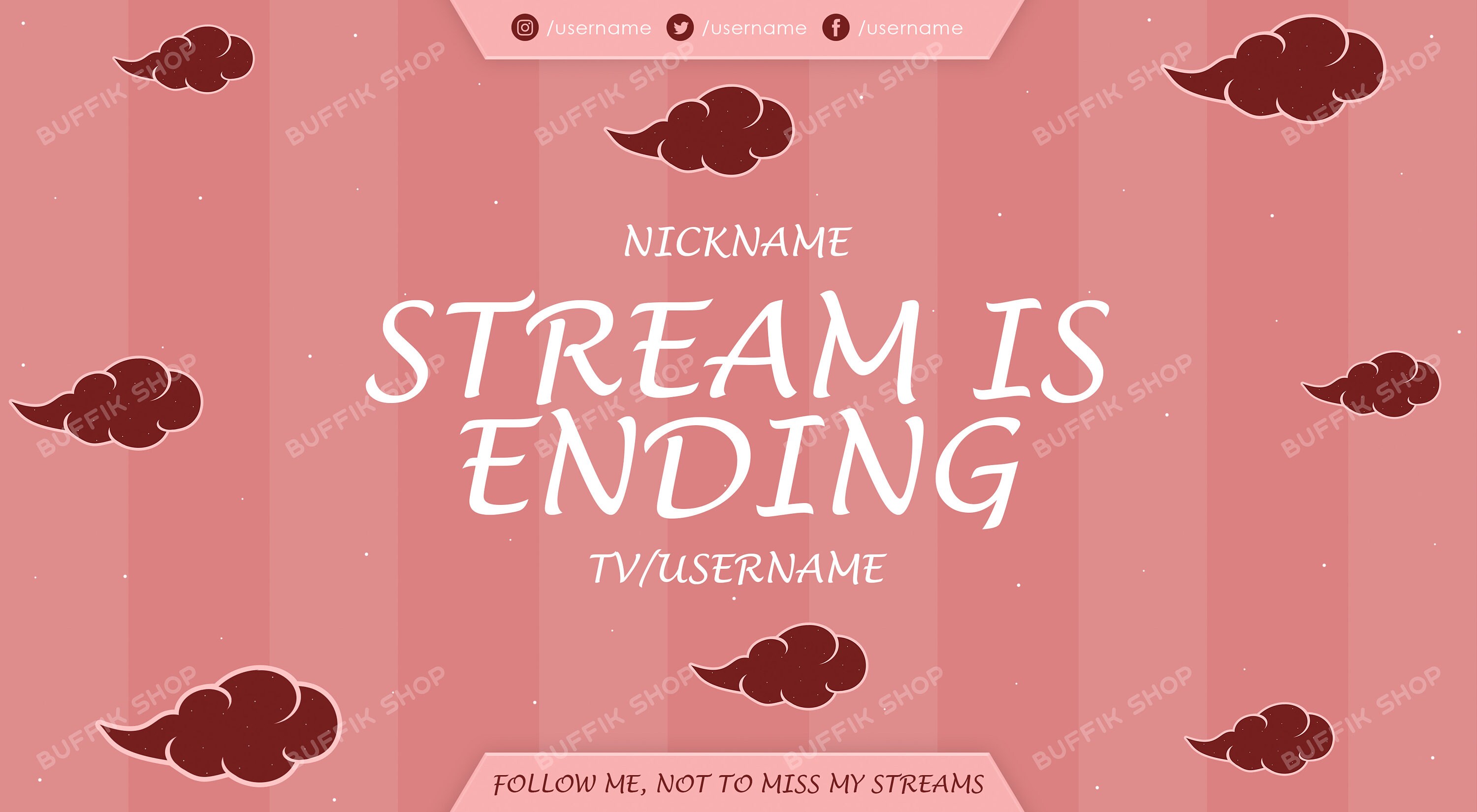 5x Cute Twitch Overlays for Stream Aesthetic Red Offline,starting ...