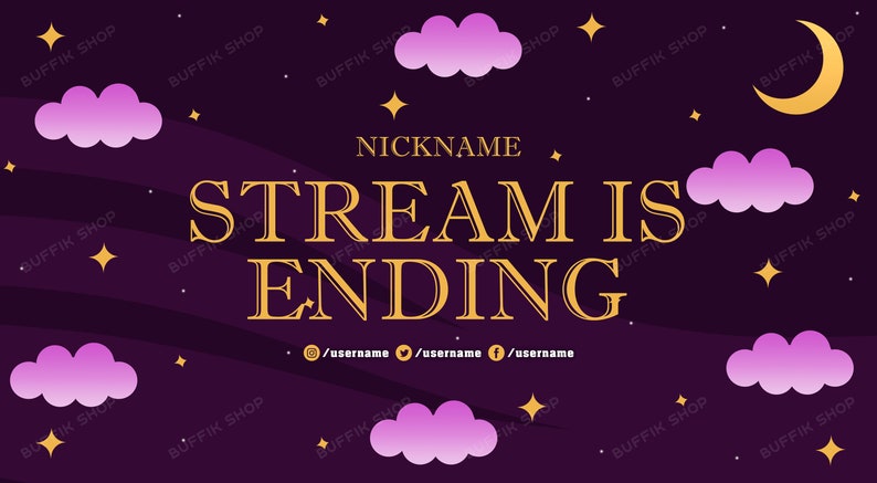 5x Cute Twitch Overlays for Stream Moon Clouds Offline,starting,ending ...