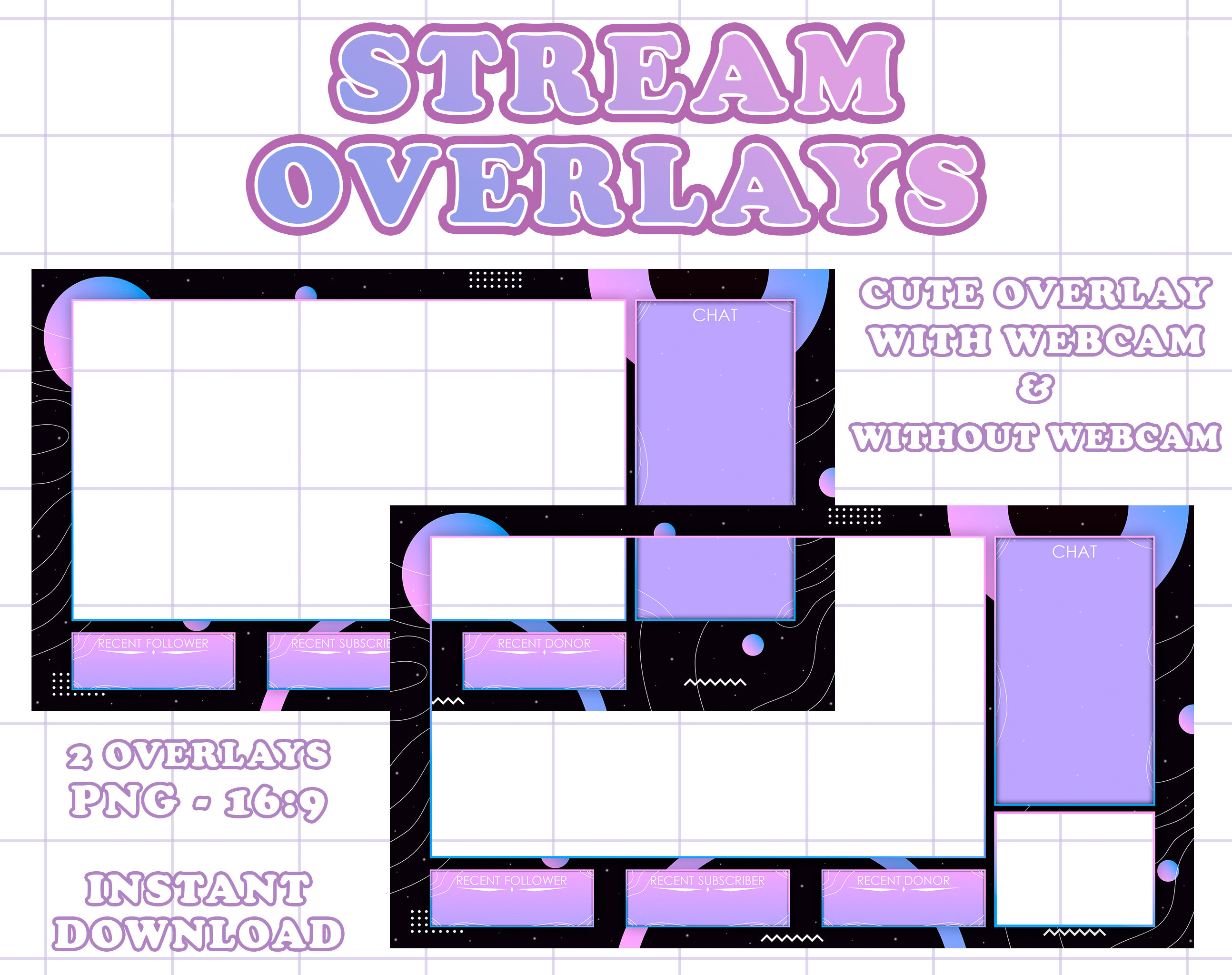 Animated Stream Overlay Package, Twitch Overlay. Cute Twitch Overlay ...