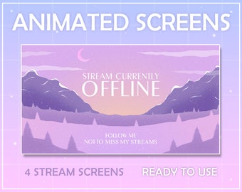 ANIMATED 4x Twitch Screens Cute Neon for Stream Offline,tfw,brb,starting Soon. Twitch Package ...