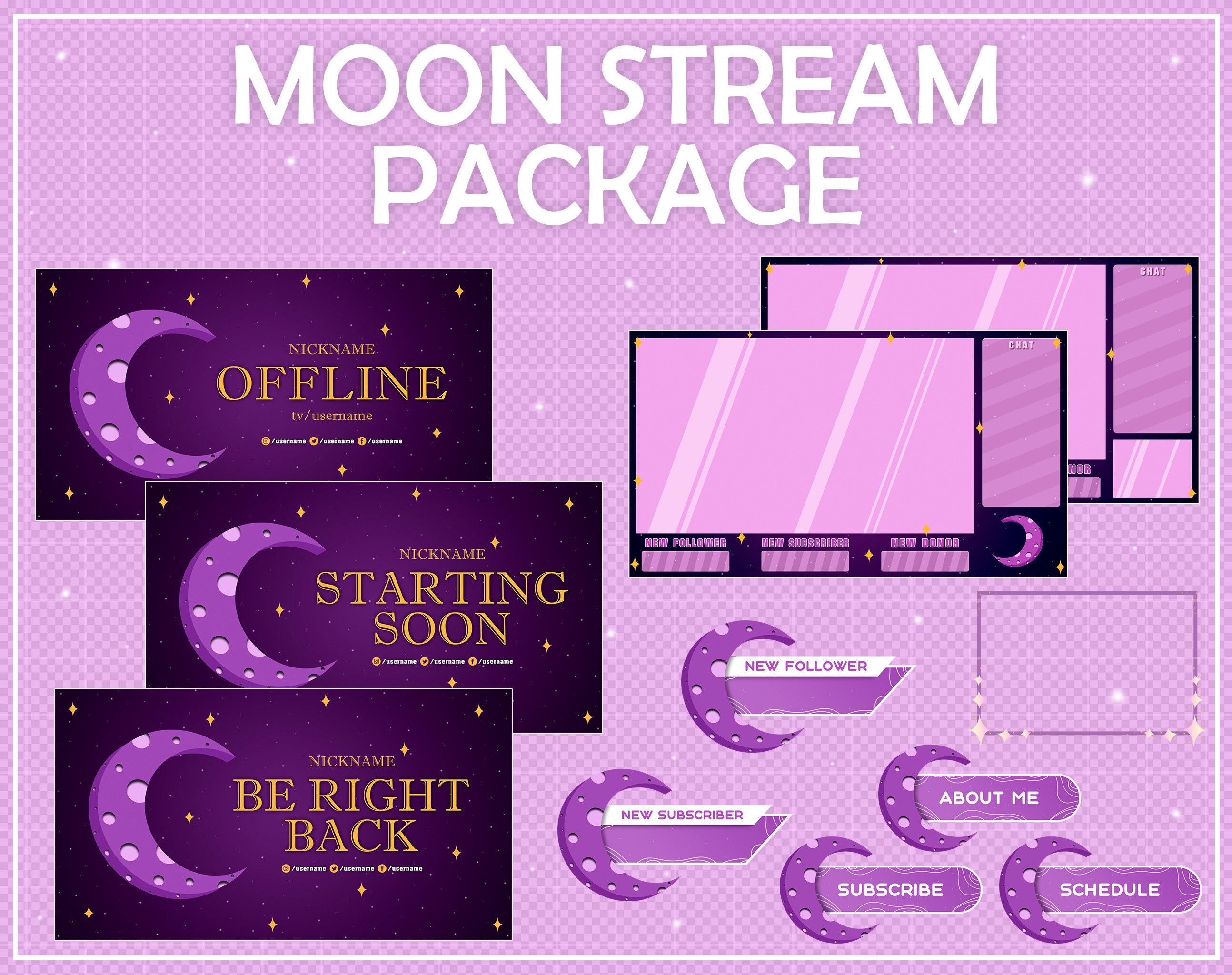 Package Moon Stream Overlays for Twitch - Twitch Package Overlays ...