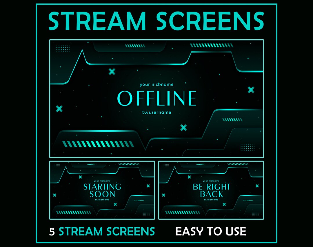 5x Modern Stream Screens for Twitch Offline,starting,ending,brb ...