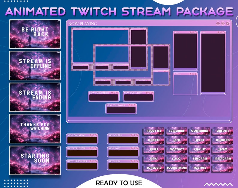 Animated Package Stream Overlay, Twitch Overlay. Space Girl Twitch ...