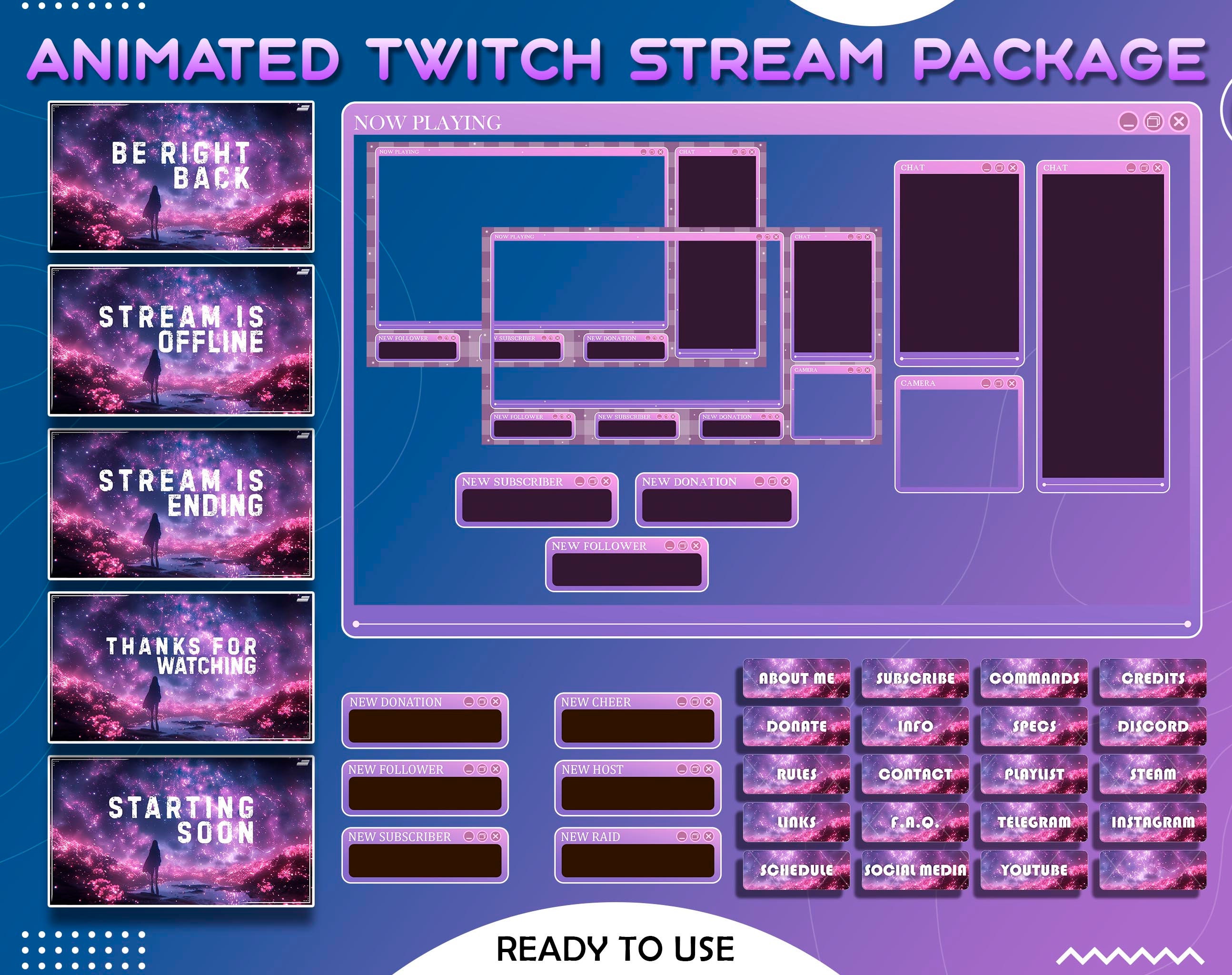 Animated Package Stream Overlay, Twitch Overlay. Space Girl Twitch ...