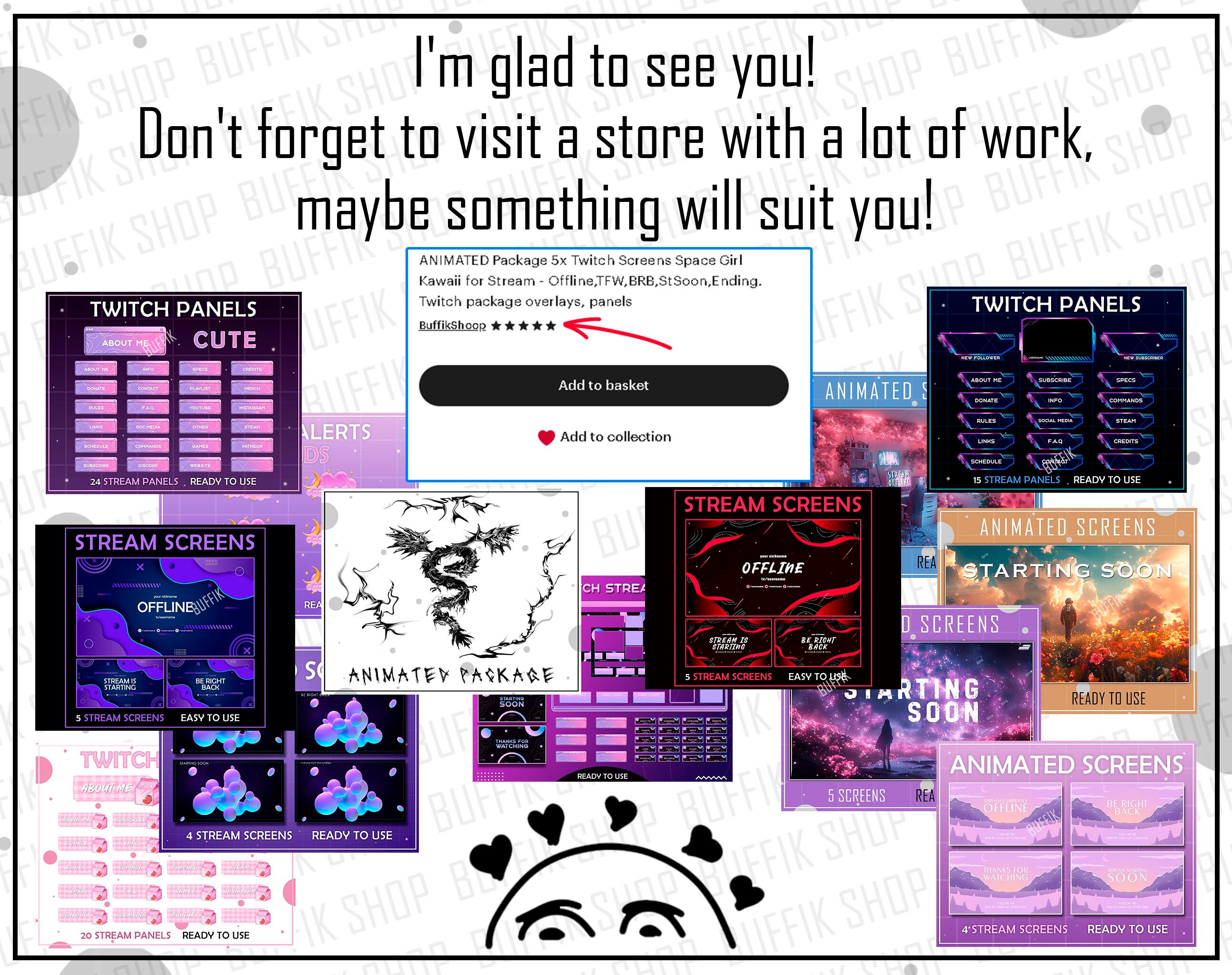 Twitch Cute Panels for Stream. Badges Cute Kawaii Panels for Streaming ...