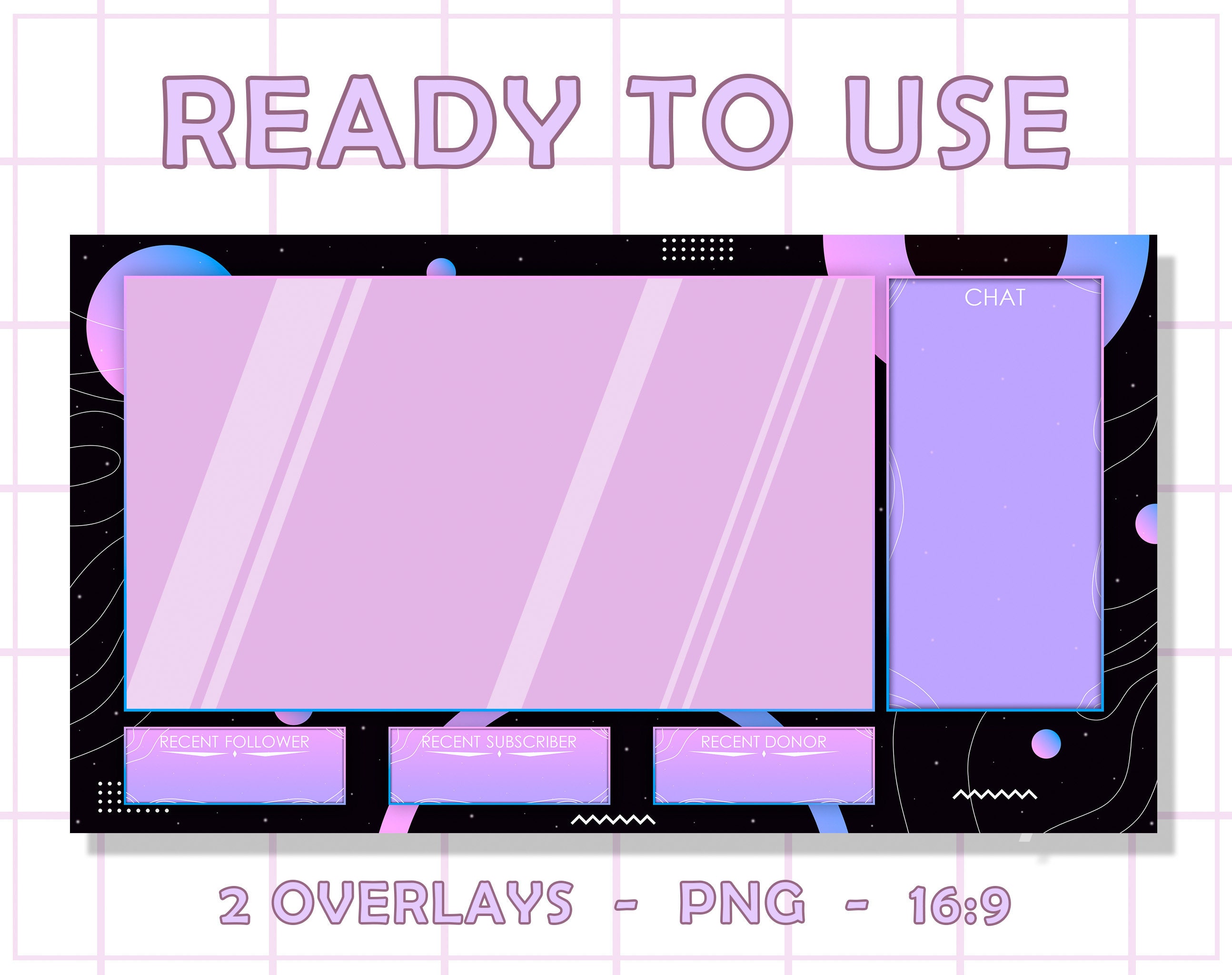 Animated Stream Overlay Package, Twitch Overlay. Cute Twitch Overlay ...
