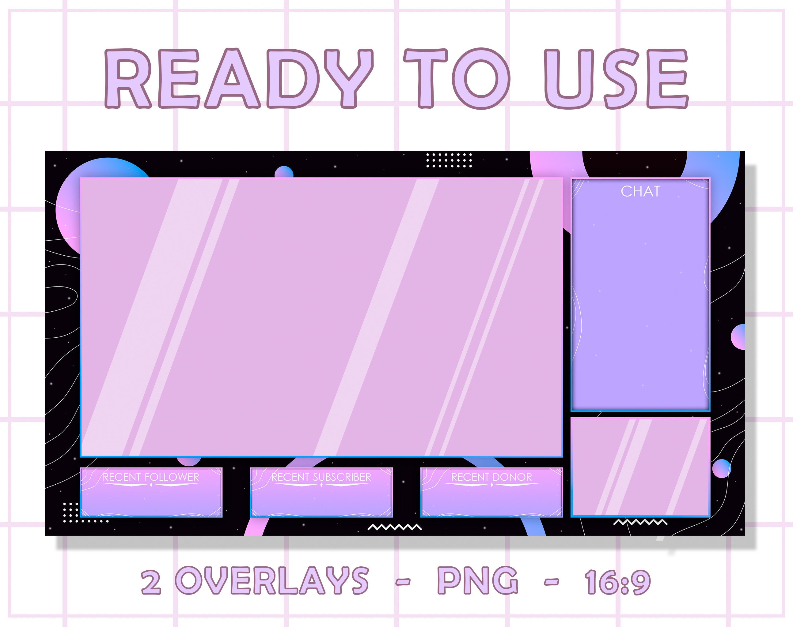 Animated Stream Overlay Package, Twitch Overlay. Cute Twitch Overlay ...