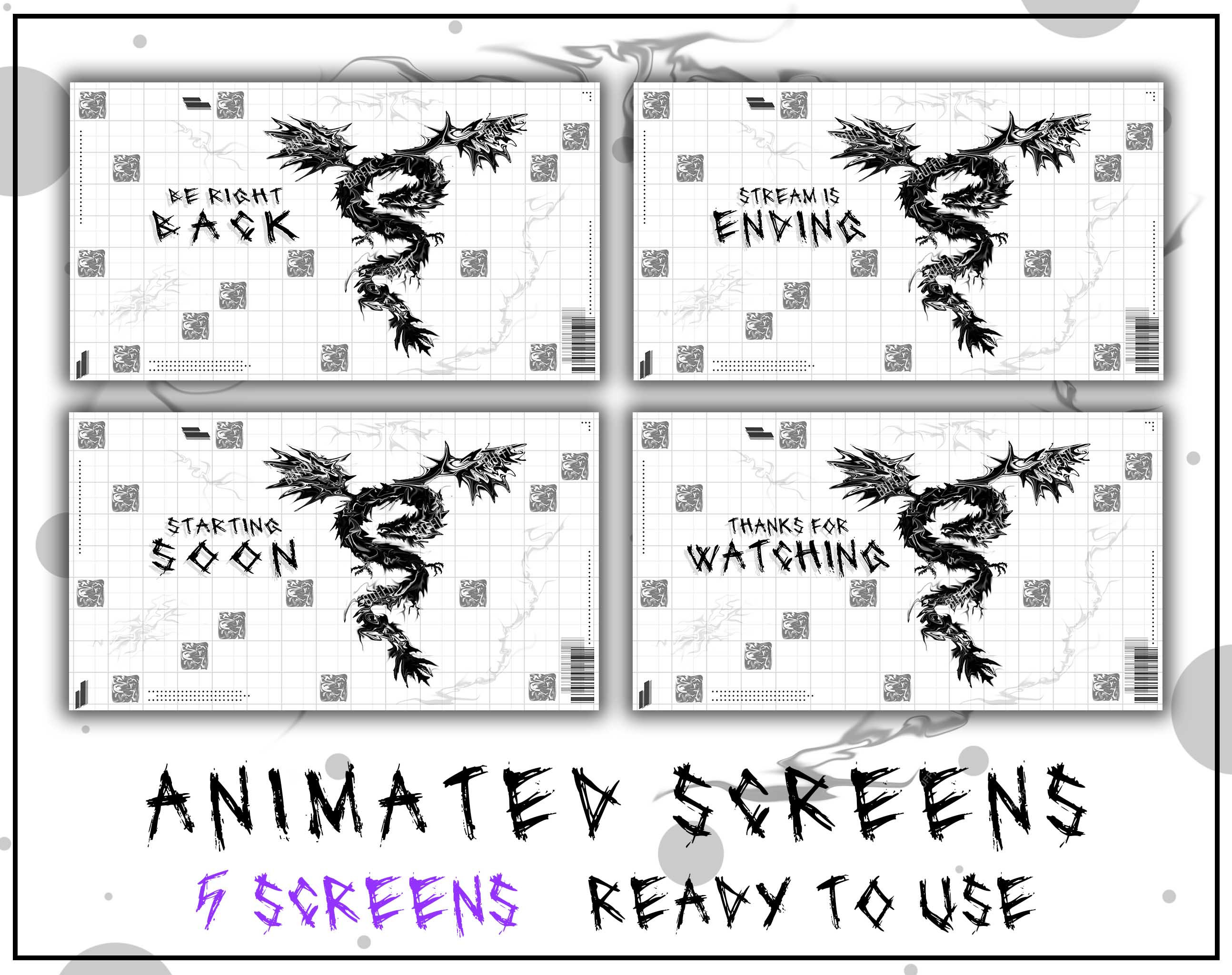 ANIMATED 5x Twitch Screens Dragon Smoke for Stream - Offline,tfw,brb ...