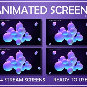 ANIMATED 4x Twitch Overlay Neon Liquid Blobs for Stream - Offline,tfw,brb,starting Soon. Twitch ...
