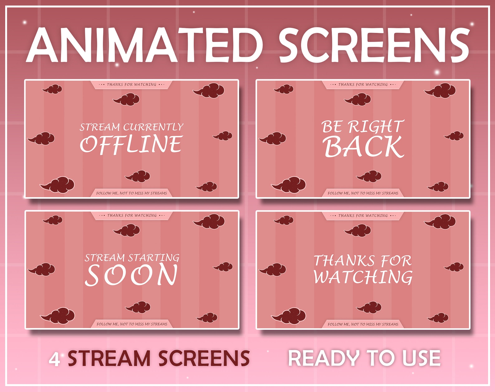 ANIMATED 4x Twitch Screens Cute Clouds for Stream - Offline,tfw,brb ...