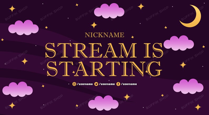 5x Cute Twitch Overlays for Stream Moon Clouds Offline,starting,ending ...