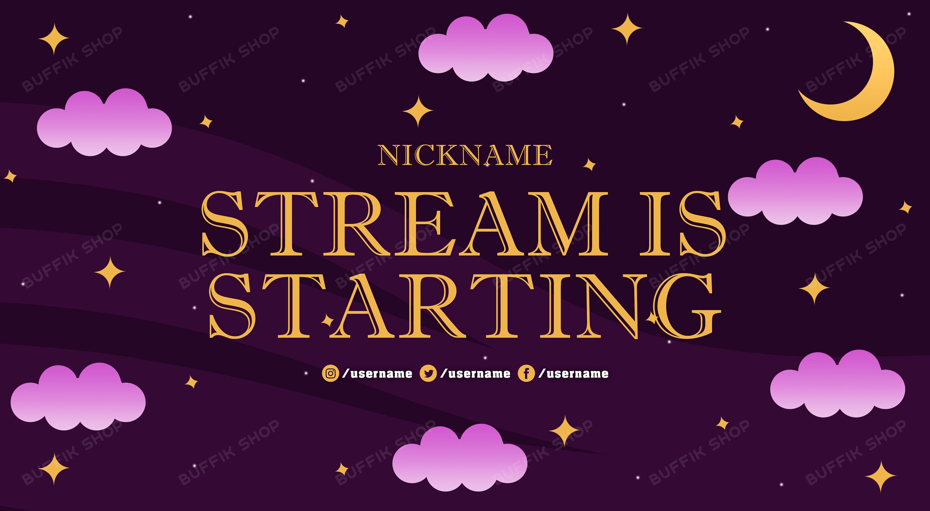 5x Cute Twitch Overlays for Stream Moon Clouds Offline,starting,ending ...