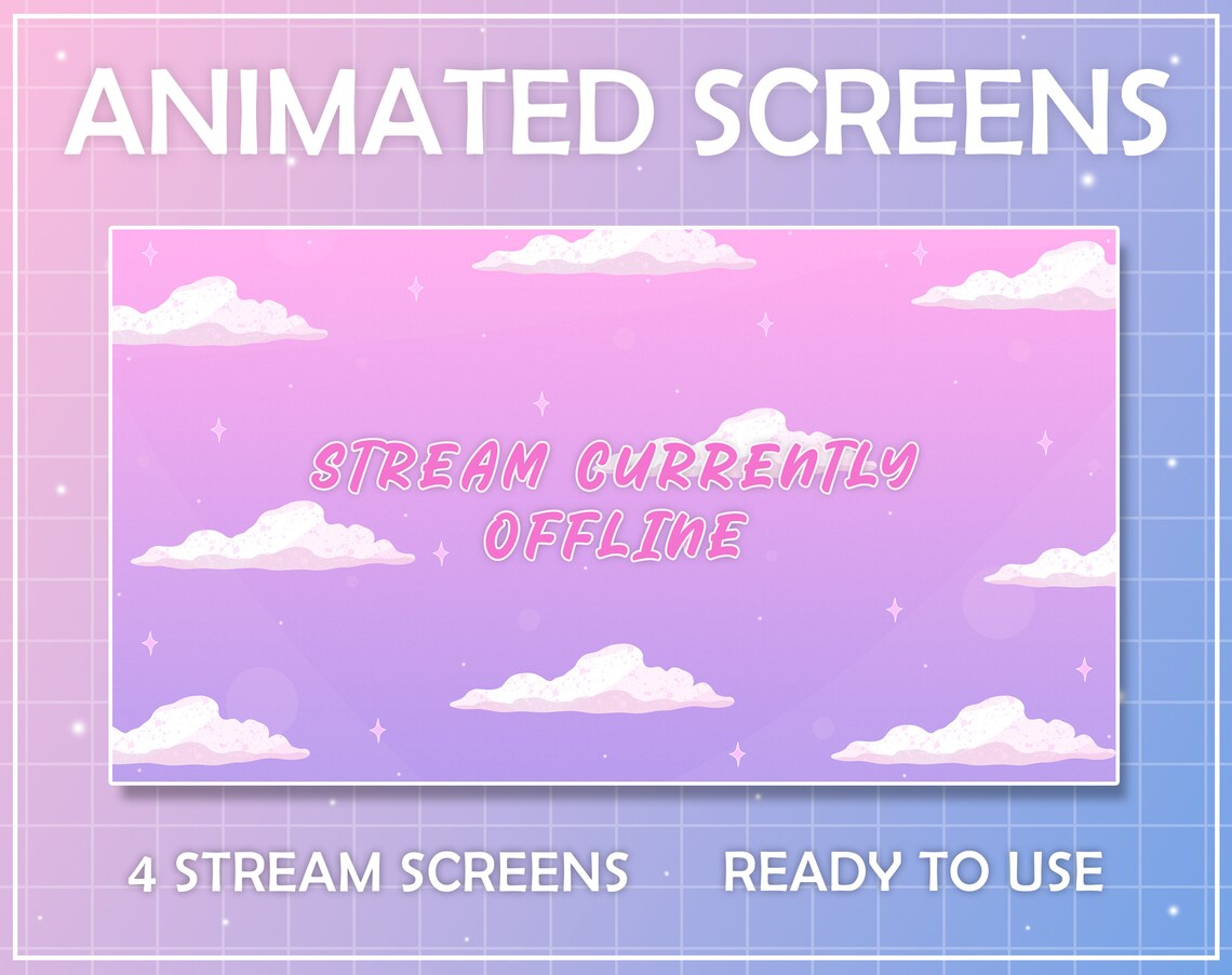 ANIMATED 4x Twitch Screens Cute Clouds for Stream - Offline,tfw,brb ...