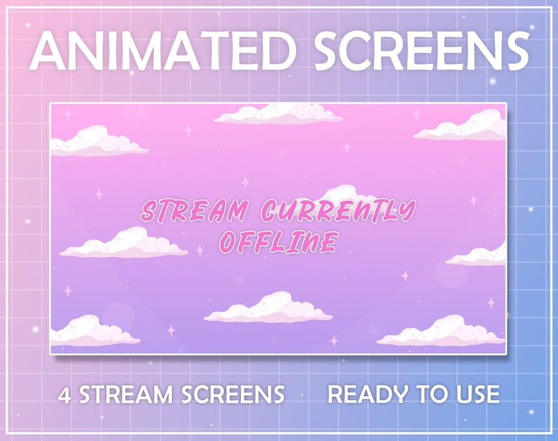 ANIMATED 4x Twitch Screens Cute Clouds for Stream - Offline,tfw,brb ...
