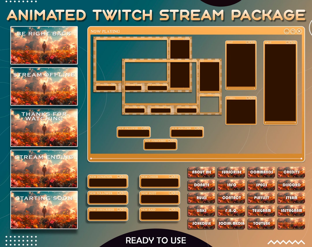 Animated Stream Overlay Package, Twitch Overlay. Flowers Twitch Overlay ...
