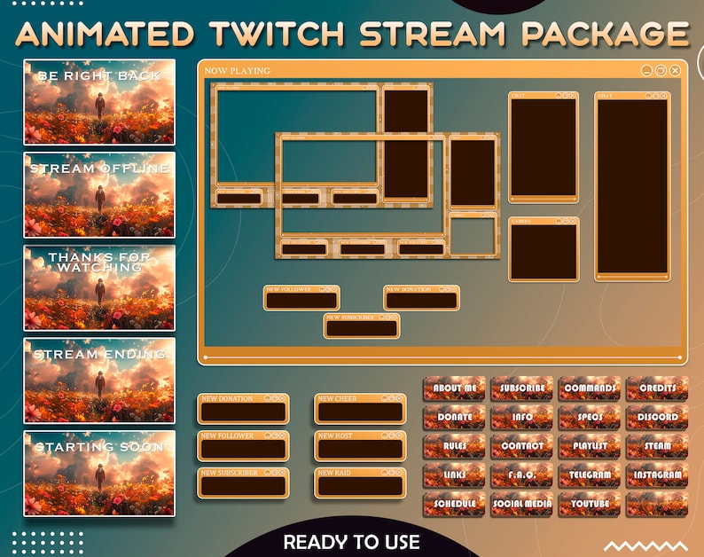 Animated Stream Overlay Package, Twitch Overlay. Flowers Twitch Overlay ...
