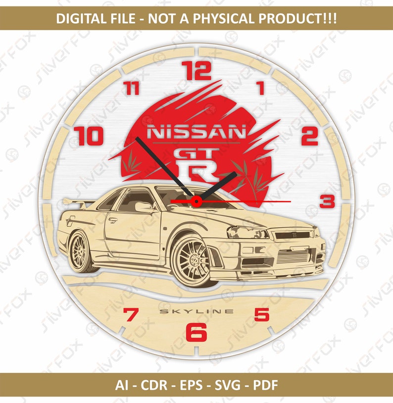 Nissan Skyline R34 GT-R Wall Clock / Digital File / Not a Physical ...