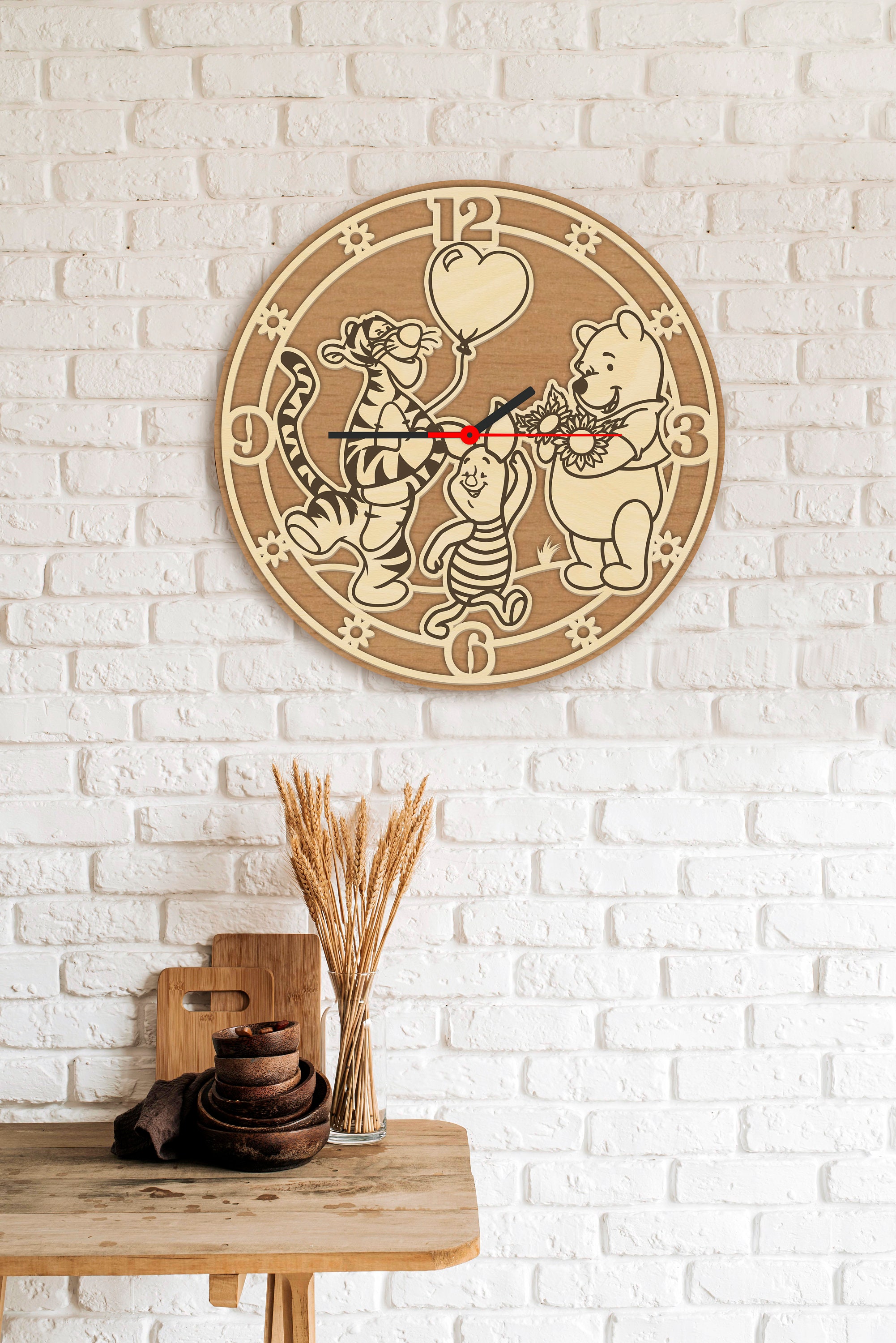 Winnie the Pooh, Piglet and Tigger Wall Clock / Digital File / Not a ...