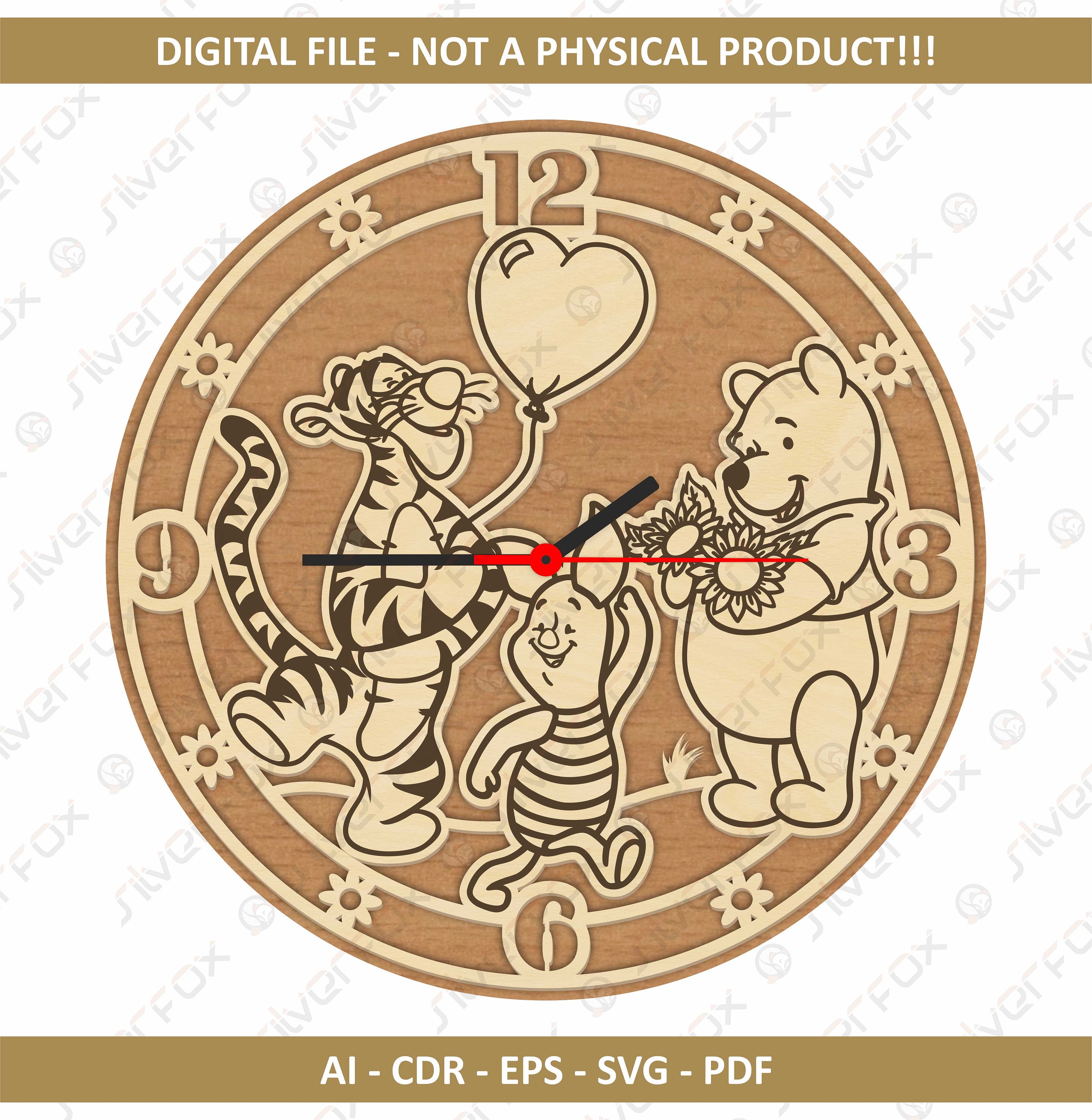 Winnie the Pooh, Piglet and Tigger Wall Clock / Digital File / Not a ...
