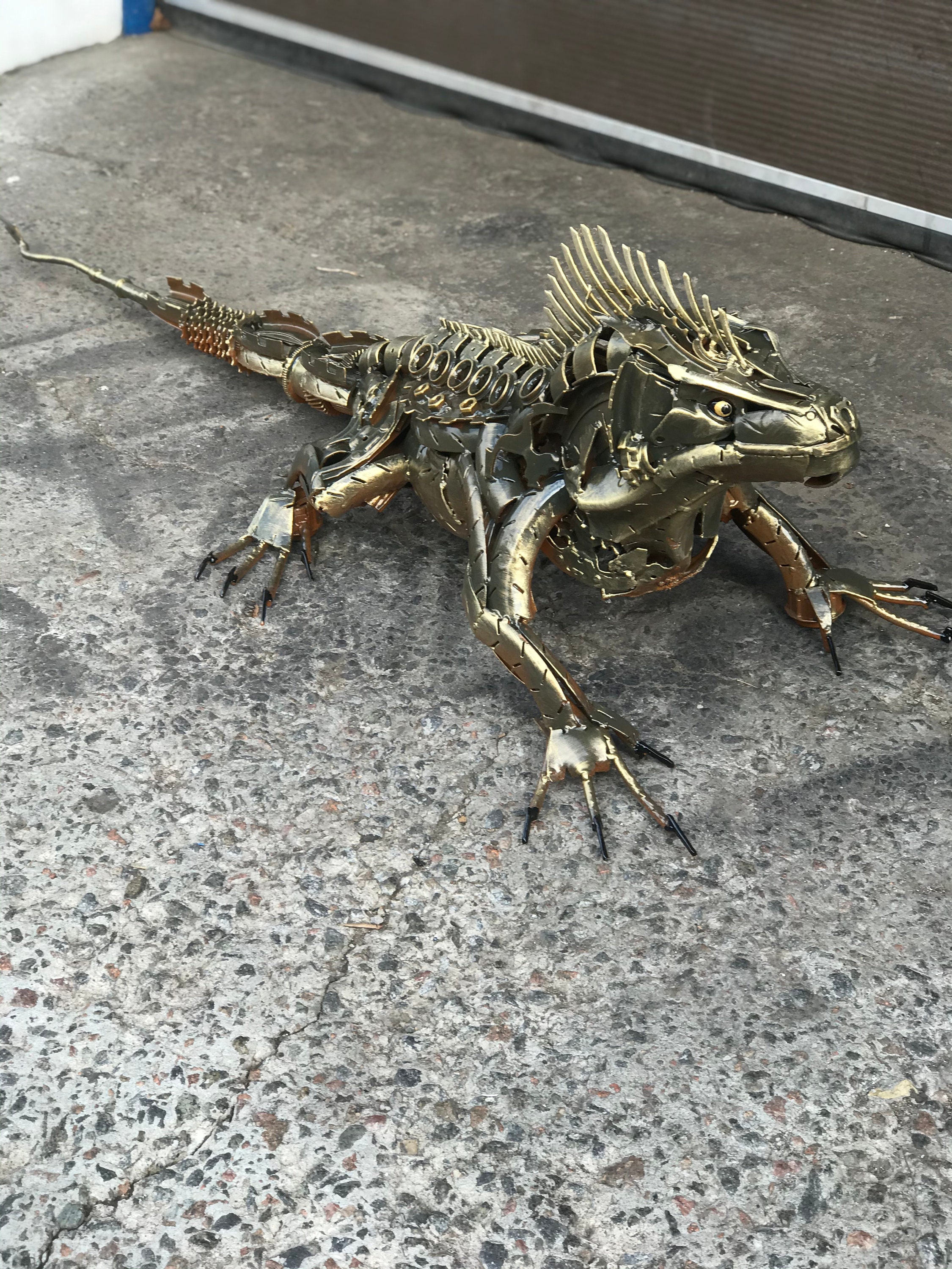 Handmade Scrap Metal Iguana Sculpture: Steampunk Lizard Art, 20" - Etsy