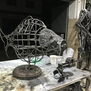 Carp , Iron Carp Fish 26", Modern Recycled Scrapmetal Sculpture ...