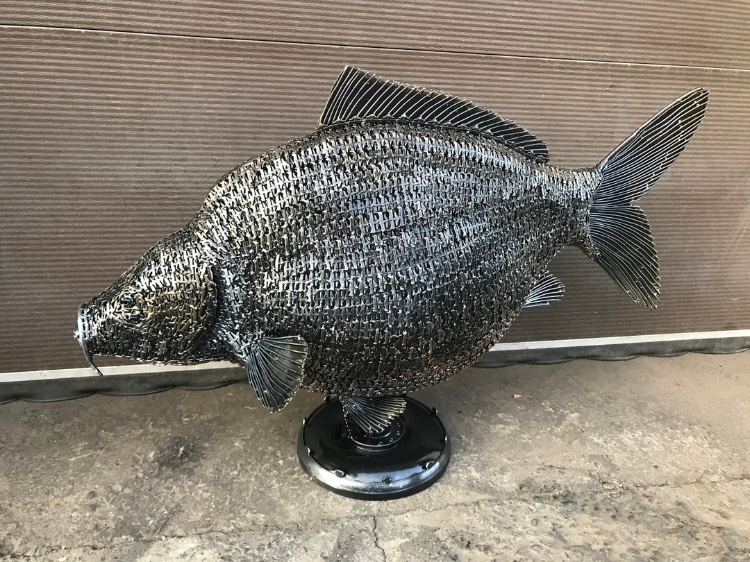 Carp , Iron Carp Fish 26", Modern Recycled Scrapmetal Sculpture ...